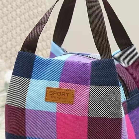 Zulily | Bags | Multi Colored Checkered Lunch Tote | Poshmark